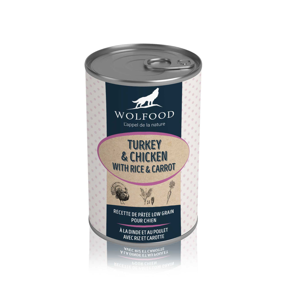 WOLFOOD Pâtée Chien Turkey & Chicken with Rice & Carrot. Recette Simple ...